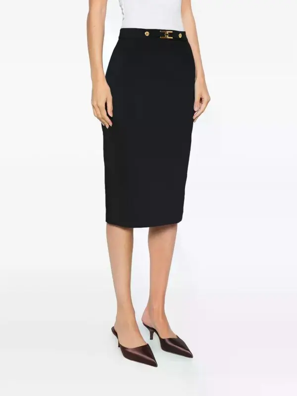 Elisabetta Franchi Jewel Logo Midi Skirt