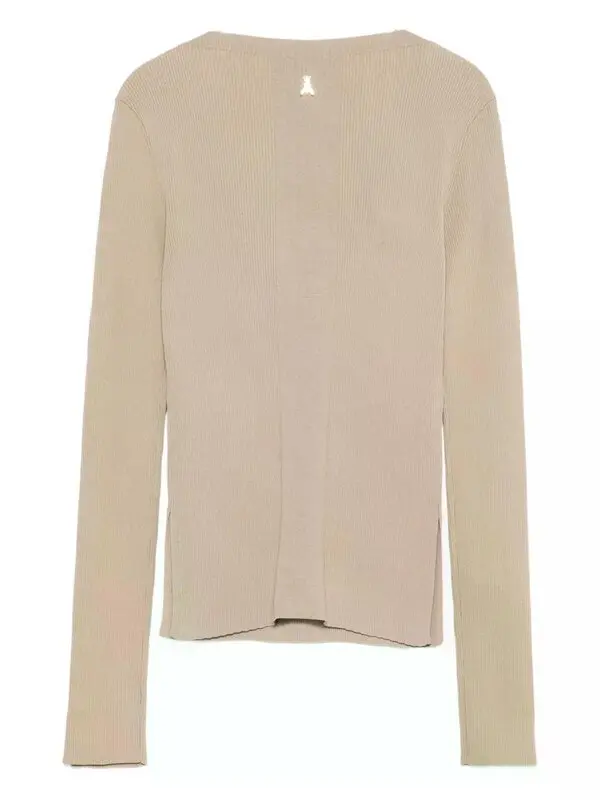 Patrizia Pepe Ribbed V-neck Sweater - Neutrals