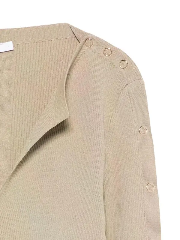 Patrizia Pepe Ribbed V-neck Sweater - Neutrals