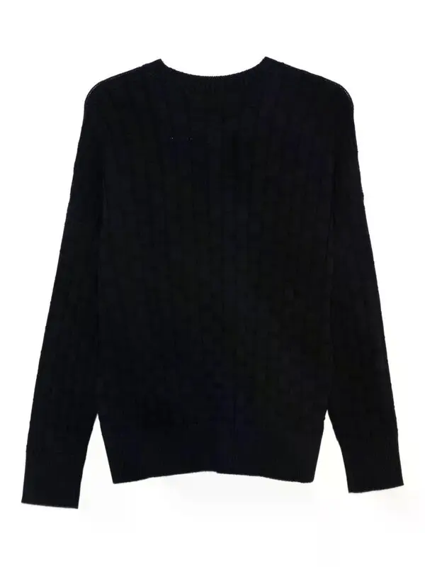 Plan C Quilted Crew-neck Sweater - Blue