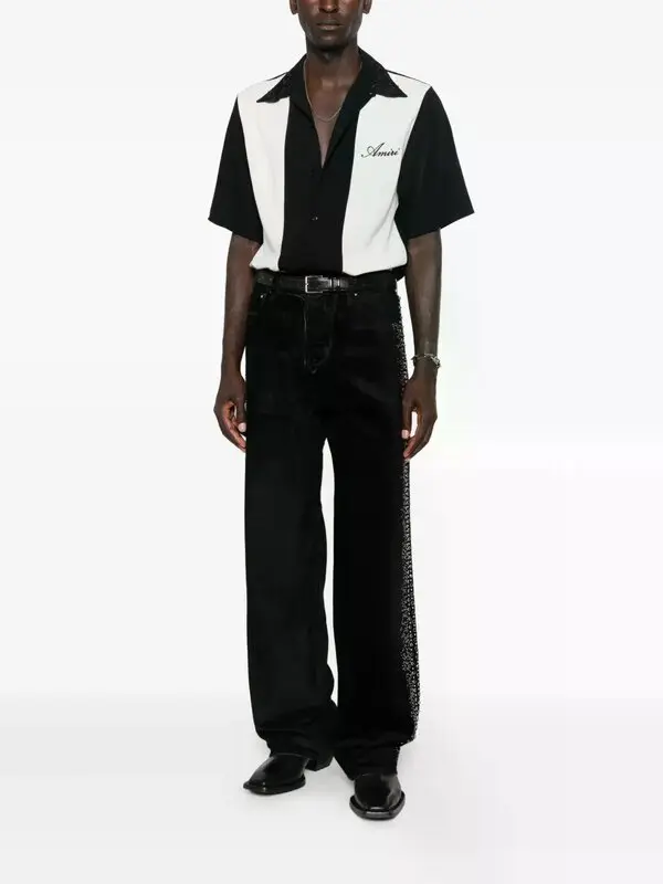 Amiri Floral-collar Panelled Shirt - Black