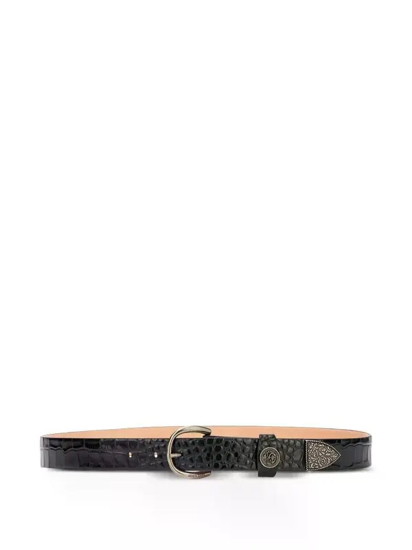 Roberto Cavalli Crocodile-embossed Leather Belt - Black