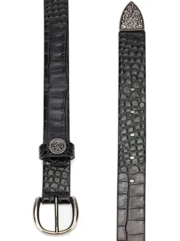 Roberto Cavalli Crocodile-embossed Leather Belt