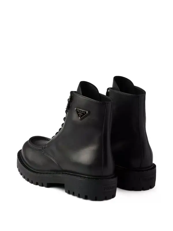 Prada Lace-up Lug-sole Boots - Black