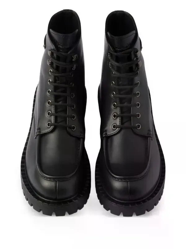 Prada Lace-up Lug-sole Boots - Black