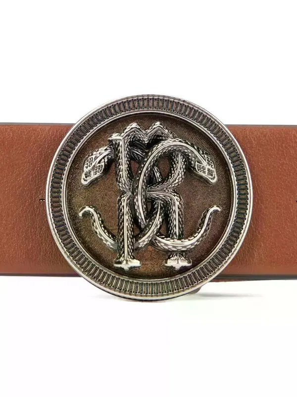 Roberto Cavalli Snake-Buckle Leather Belt In Brown - 35% Off  display picture 1