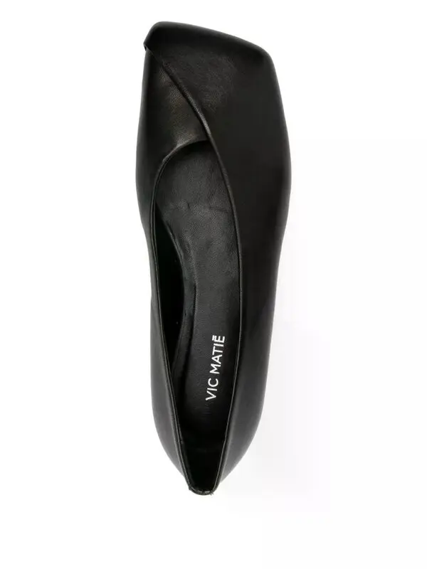 VIC MATIE Square-toe Leather Ballet Flats
