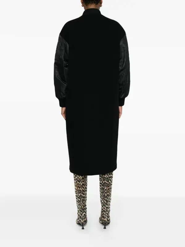 Pinko Satin-sleeve Wool Coat