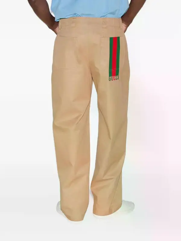 Gucci Web-striped Cotton Twill Trousers