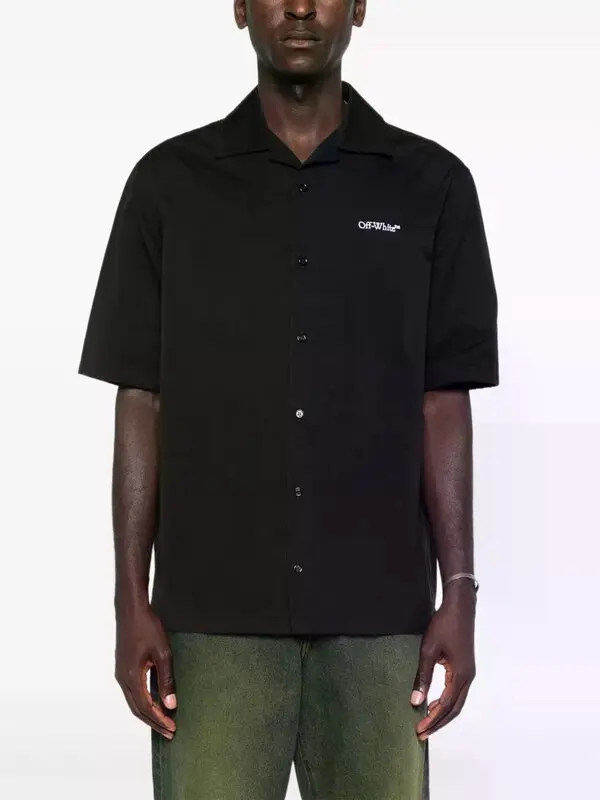 Off-White Logo-embroidered Short-sleeve Shirt - Black