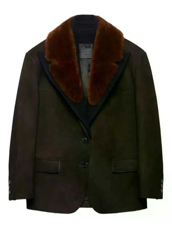 Prada Shearling-collar Suede Coat