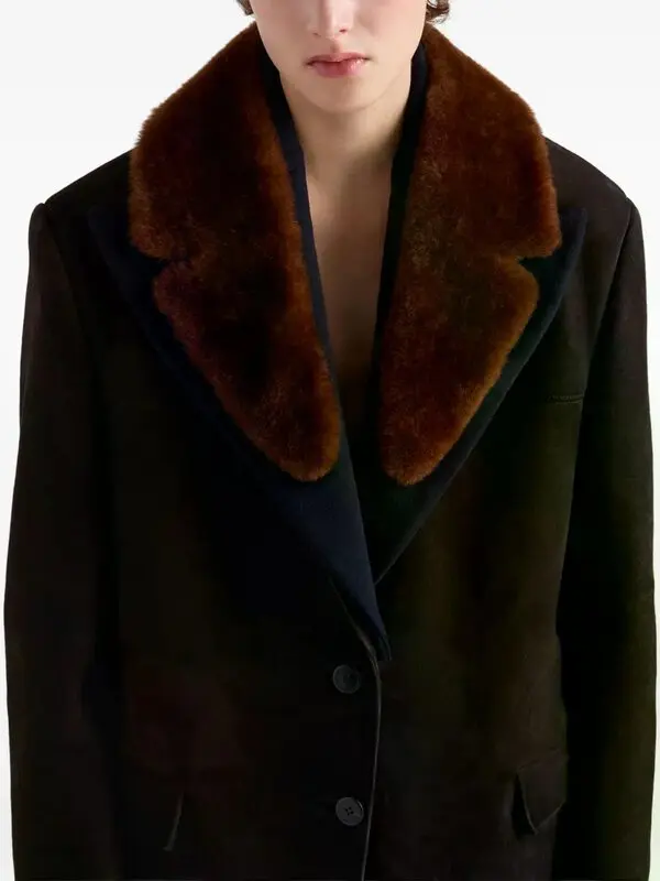 Prada Shearling-collar Suede Coat
