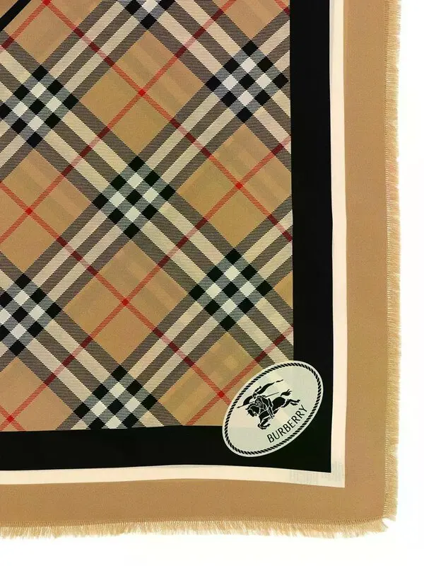 Burberry Check Knight Fringed Scarf - Brown
