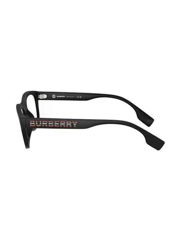 Burberry Logo-print Rectangle-frame Glasses - Black