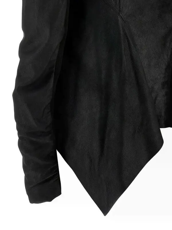 Rick Owens Fold-neck Zip-front Leather Jacket