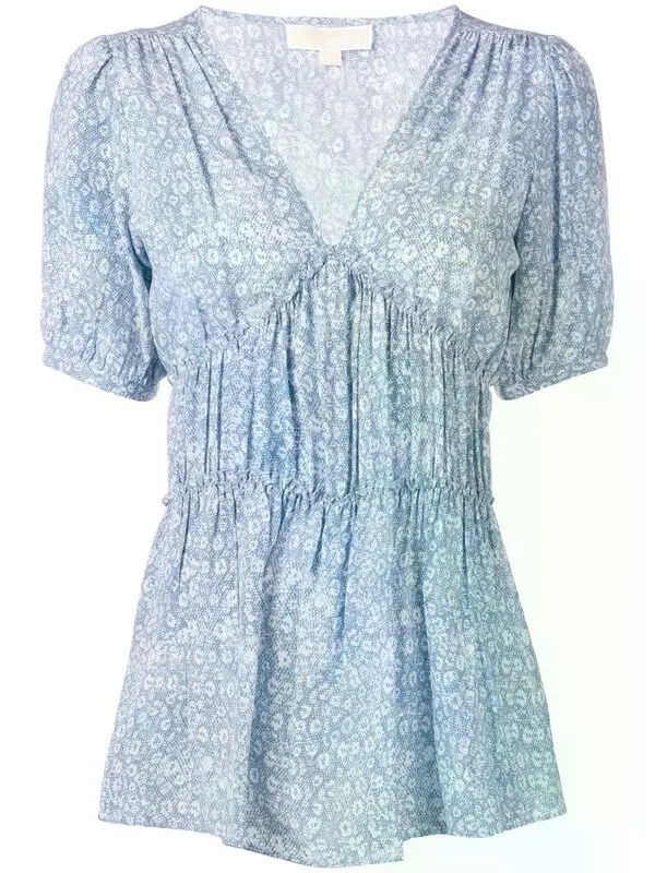 Michael Kors Floral Print Short Sleeve Blouse