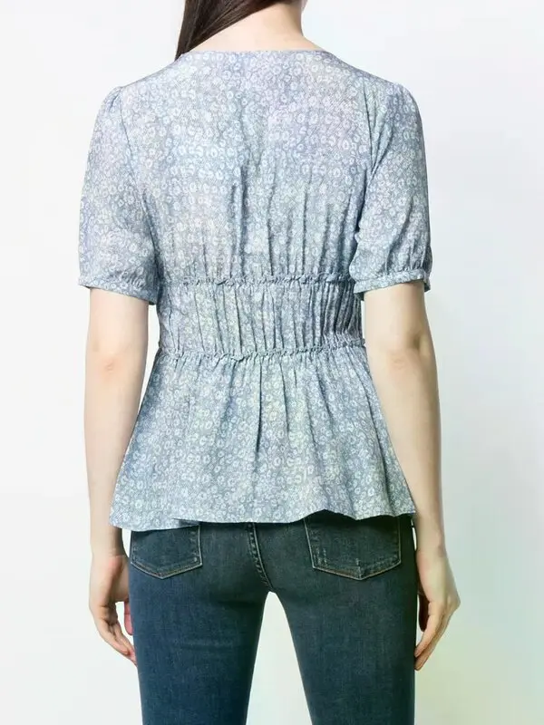 Michael Kors Floral Print Short Sleeve Blouse