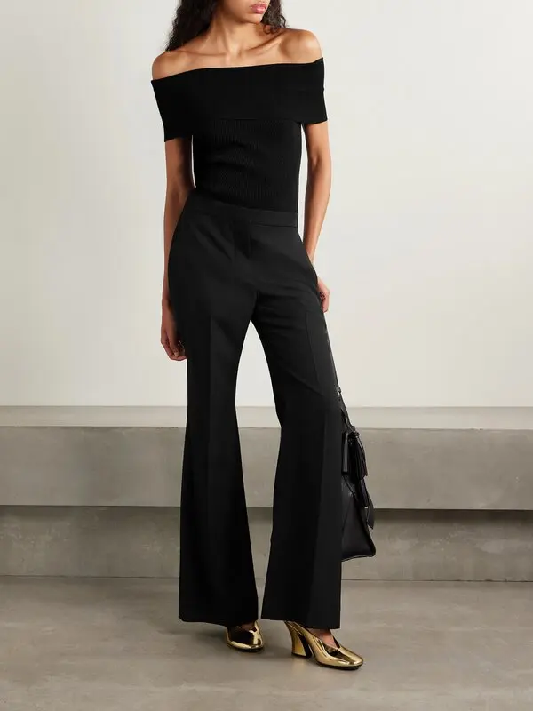 Givenchy Grain De Poudre Wool Flared Pants - Black
