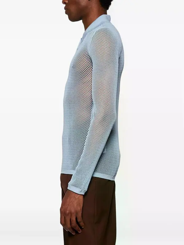 Gucci Long-sleeve Mesh Polo Shirt