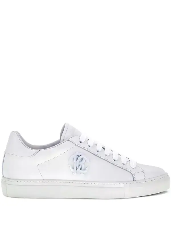 Roberto Cavalli Embossed-logo Leather Sneakers