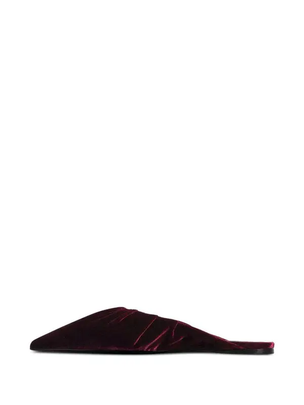 MUGLER Pleated Pointed-toe Flat Mules