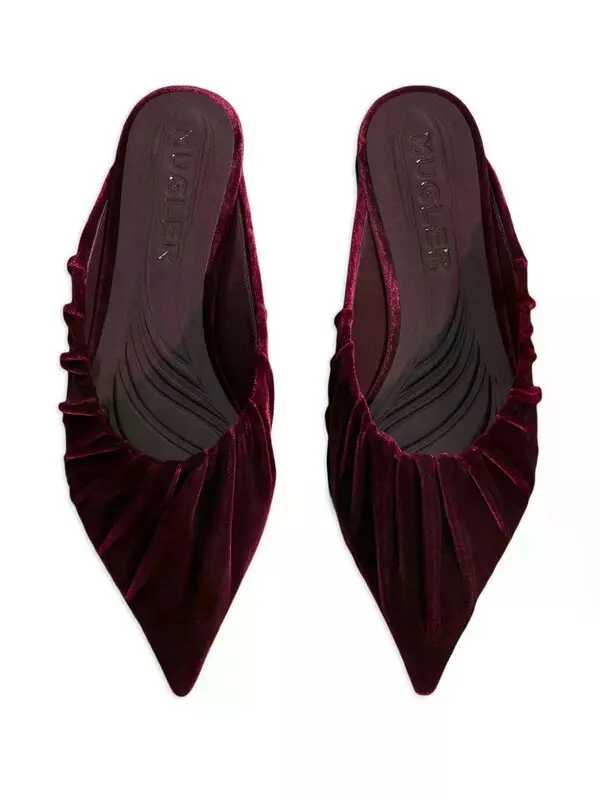 MUGLER Pleated Pointed-toe Flat Mules