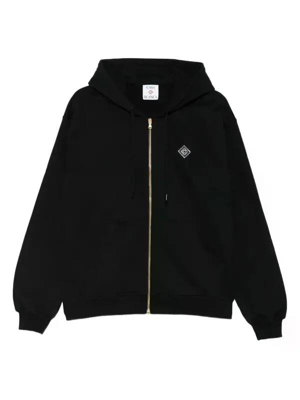 Casablanca Logo-patch Zip-up Hoodie - Black