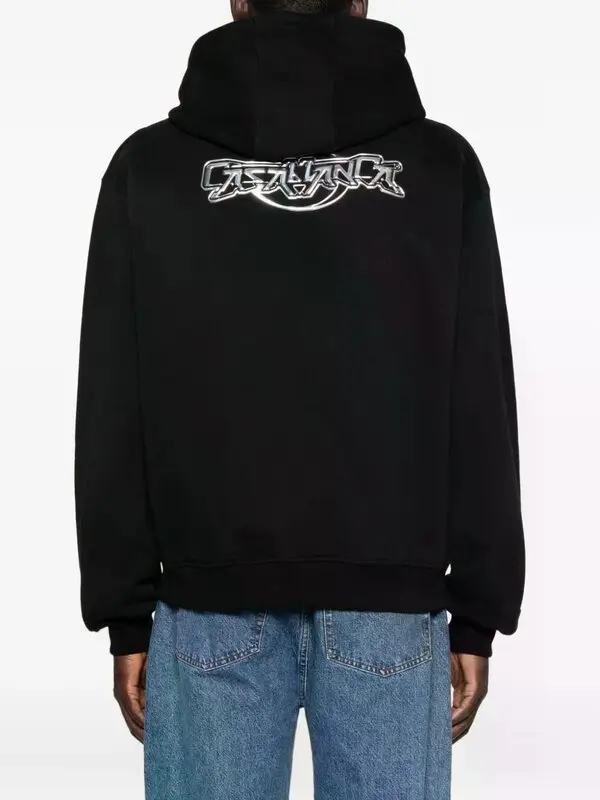 Casablanca Logo-patch Zip-up Hoodie - Black