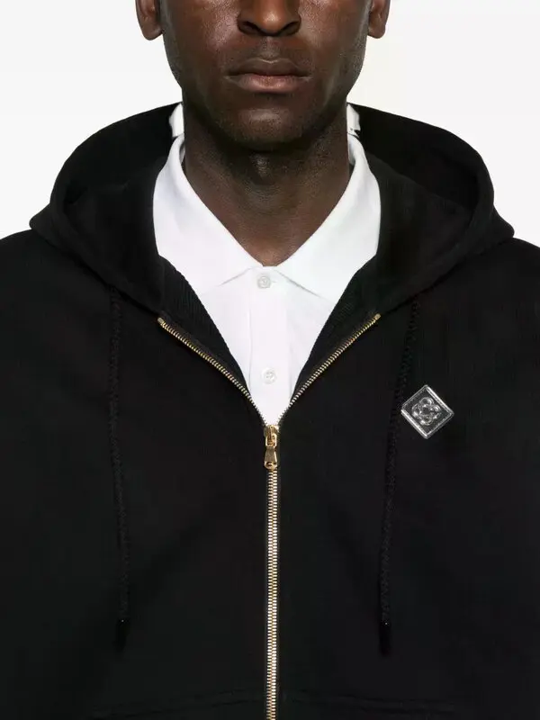 Casablanca Logo-patch Zip-up Hoodie - Black