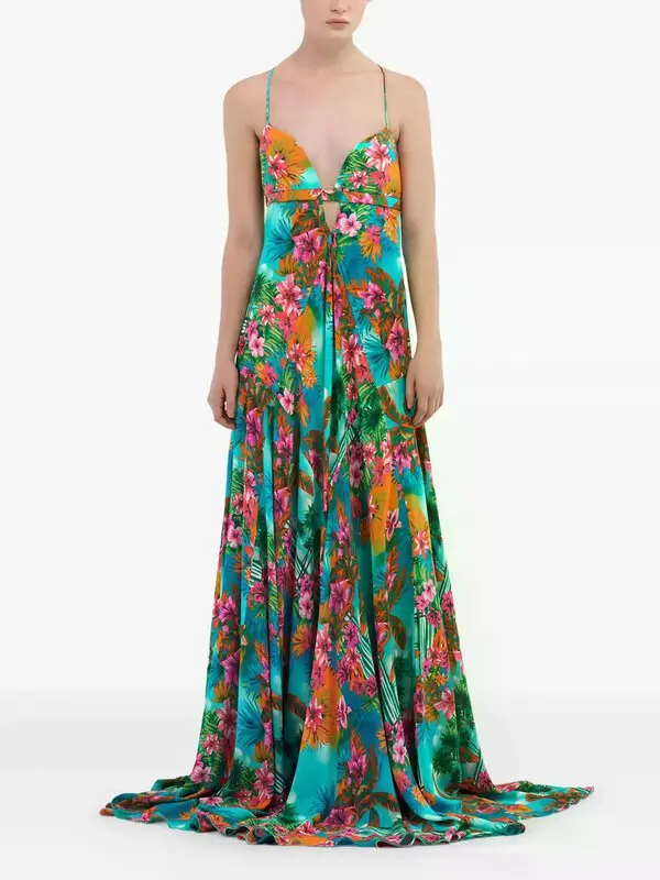 Roberto Cavalli Sleeveless Floral-print Maxi Dress
