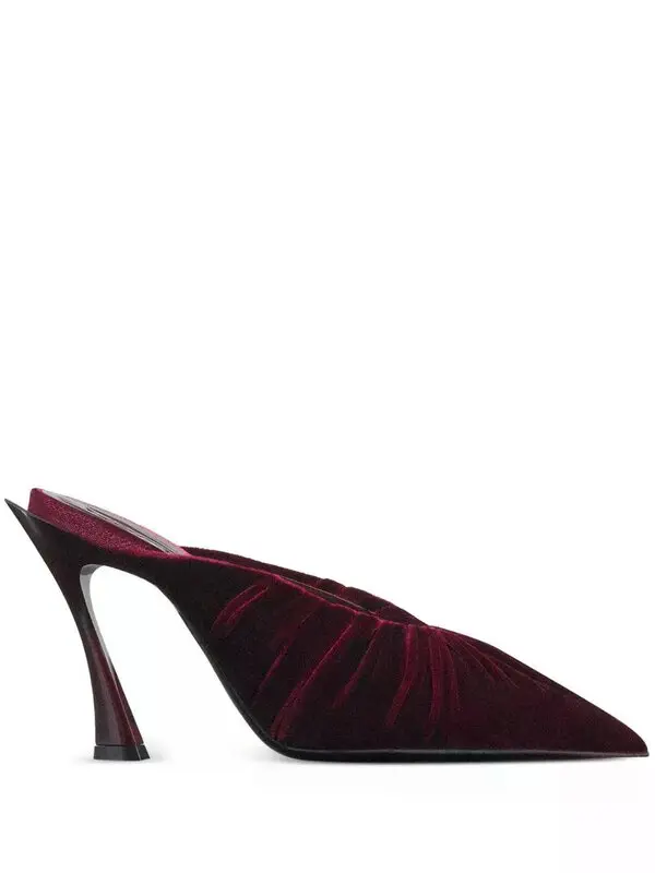 MUGLER 95mm Pleated Pointed-toe Heeled Mules - Red