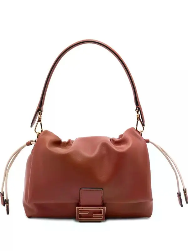 Fendi Medium Mamma Baguette Shoulder Bag With Logo Plaque - Brown