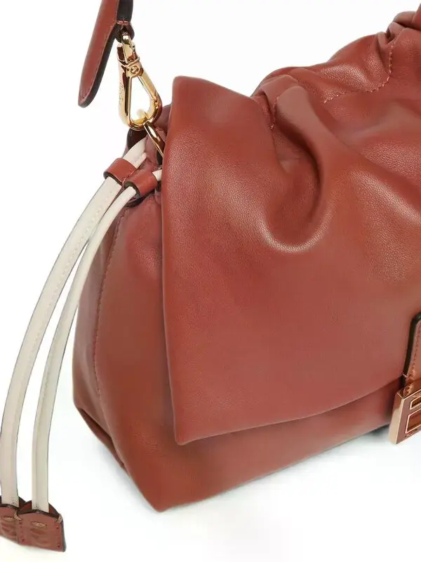 Fendi Medium Mamma Baguette Shoulder Bag With Logo Plaque - Brown