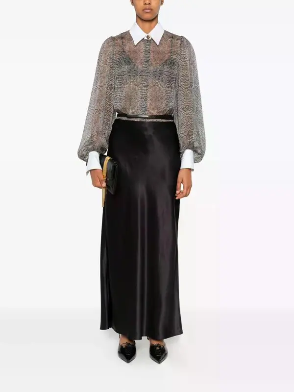 Elisabetta Franchi Collared Snakeskin Bodysuit