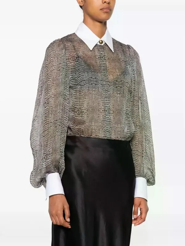 Elisabetta Franchi Collared Snakeskin Bodysuit