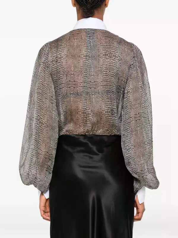 Elisabetta Franchi Collared Snakeskin Bodysuit