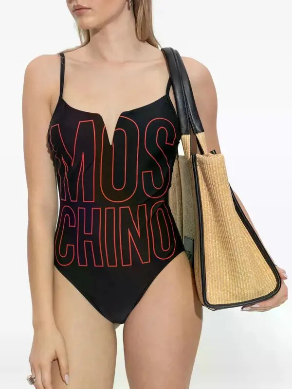 Moschino Logo-print V-neck Swimsuit
