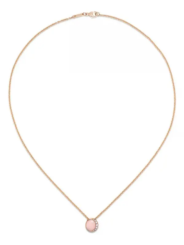 DAVID MORRIS 18k Rose Gold Opal And Diamond Necklace - Pink