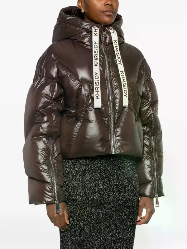 Khrisjoy Quilted Hooded Jacket - Brown