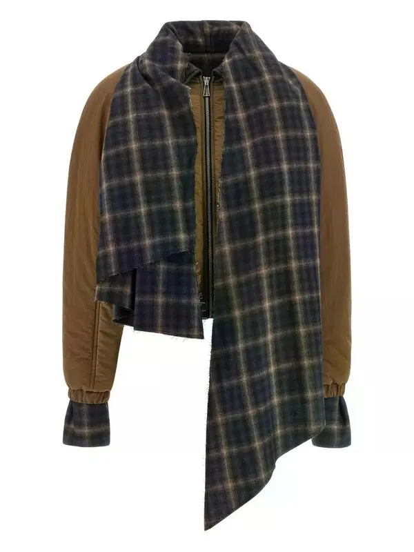 MARBELL Padded Jacket With Check Detail - Brown