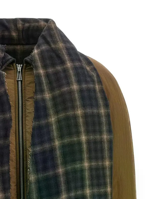 MARBELL Padded Jacket With Check Detail - Brown