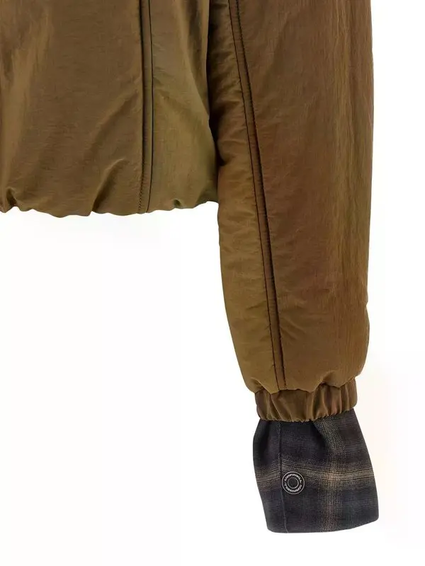 MARBELL Padded Jacket With Check Detail - Brown