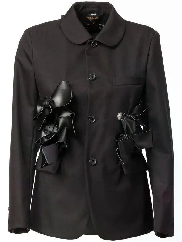 Comme Des Garçons Bow Appliqué Round Collar Blazer - Black