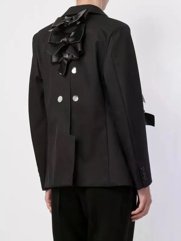 Comme Des Garçons Bow Appliqué Round Collar Blazer
