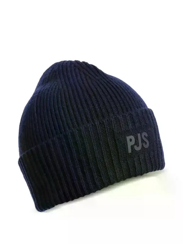 PARAJUMPERS Ribbed Logo Beanie - Blue