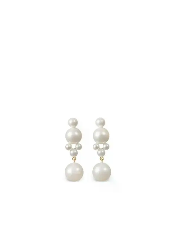 Sophie Bille Brahe 14k Gold Luna Pearl Drop Earrings - Yellow