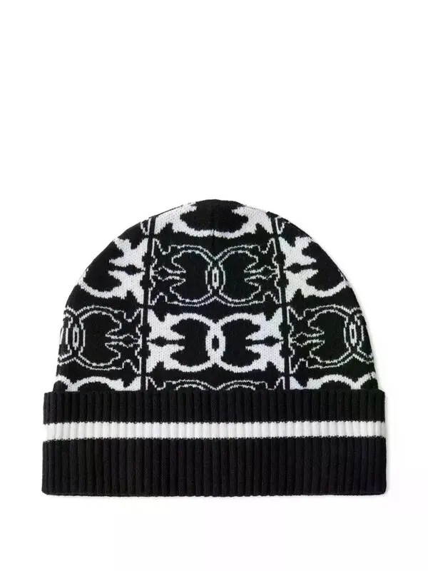 Pinko Love Birds-pattern Beanie - Black
