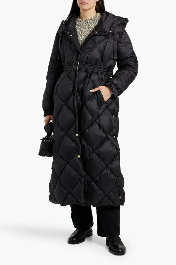 Max Mara Trepa Quilted Shell Hooded Coat