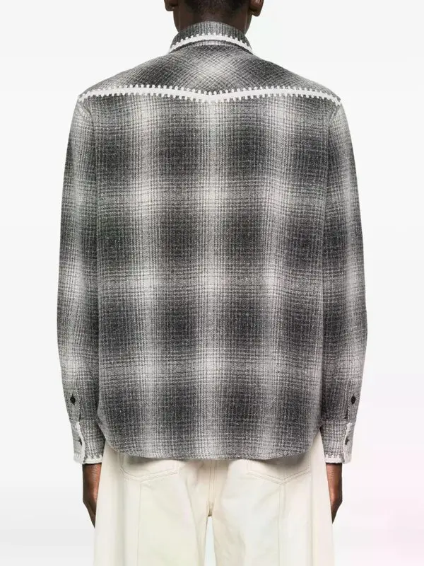 GOLDEN GOOSE Journey Check Embroidered Shirt - Grey