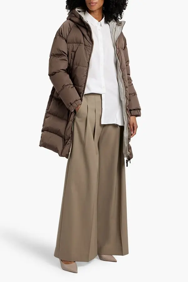 Max Mara Quilted Shell Hooded Coat - Taupe